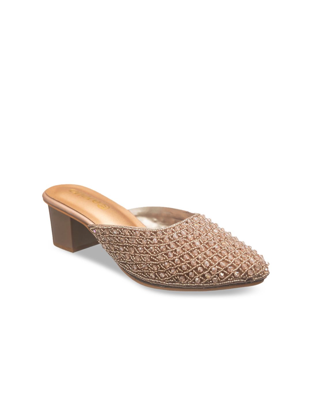 Anouk Gold-Toned Embellished Block Heel Mules - Price History