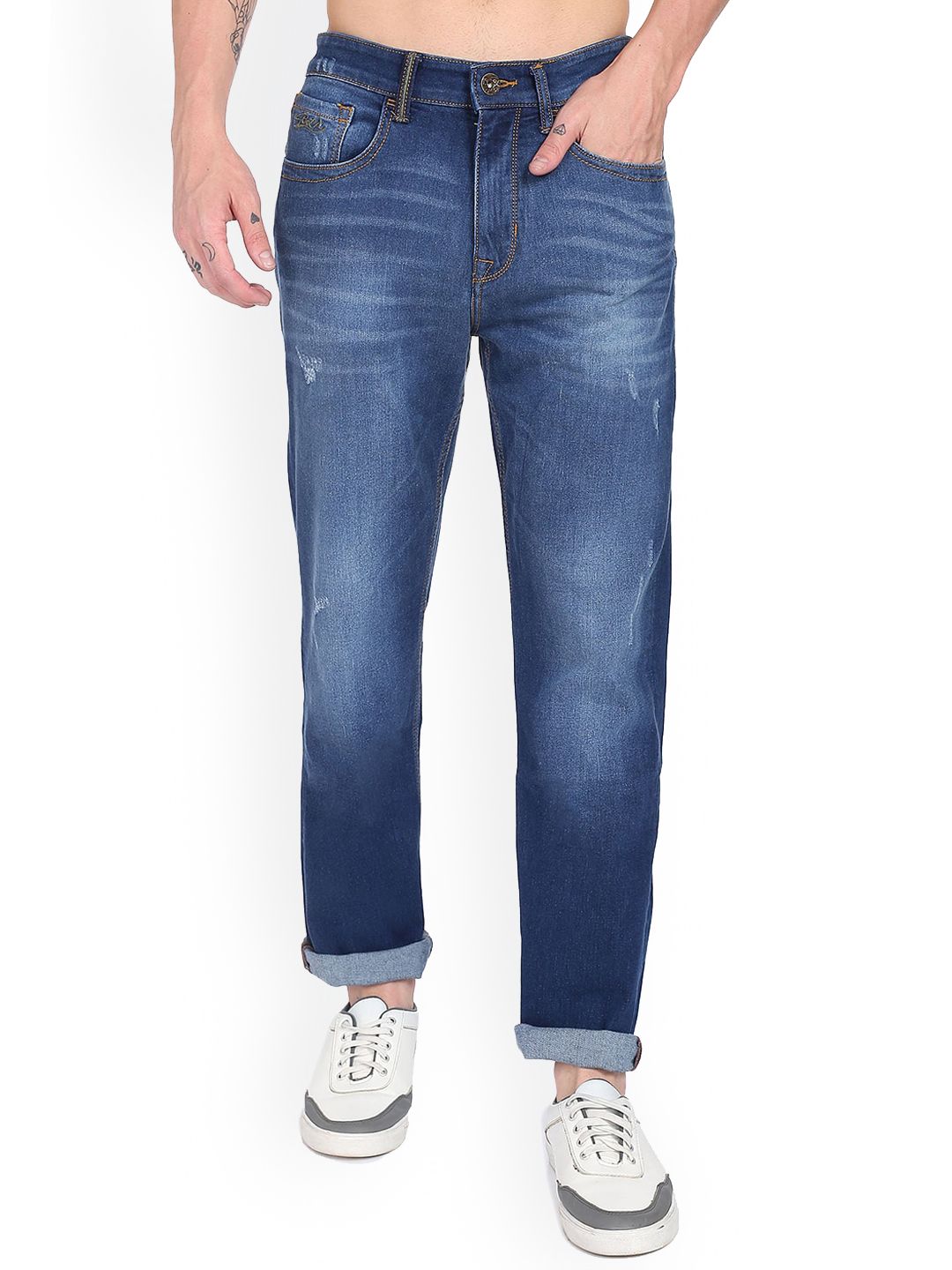 Flying Machine Regular Fit Men Low Distress Heavy Fade Stretchable ...