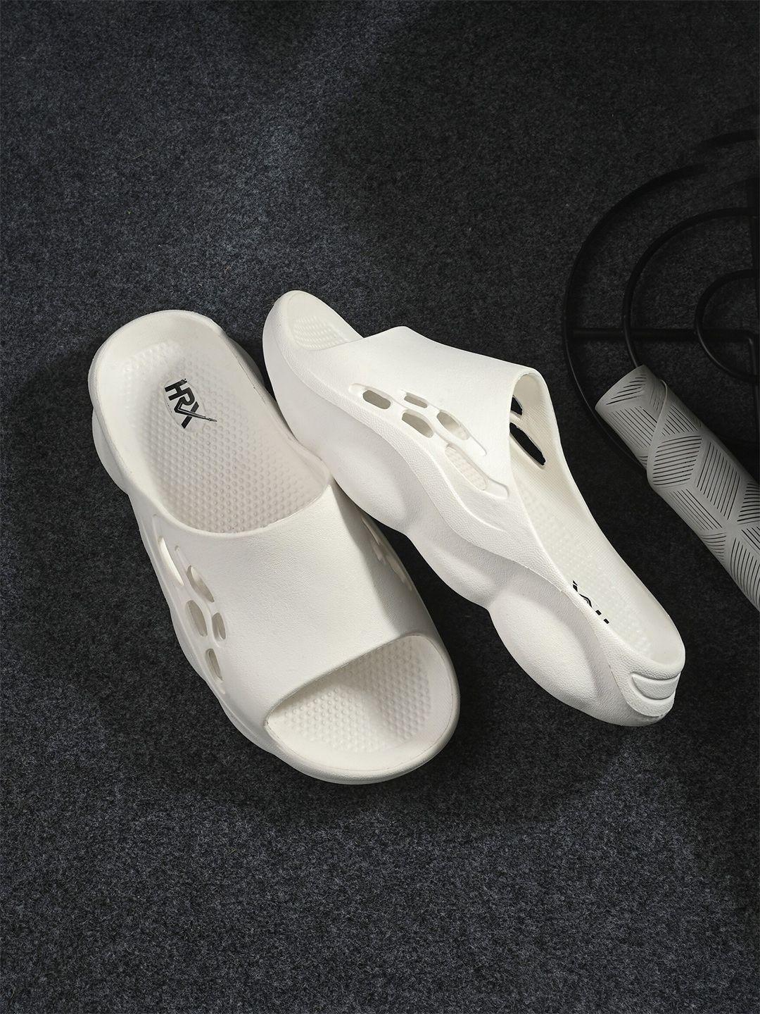 HRX by Hrithik Roshan Men White Rubber Sliders - Price History