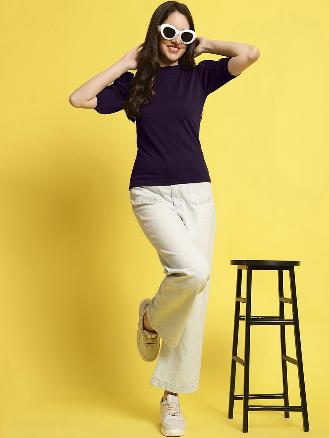 Buy Fabflee V Neck Puff Sleeve Top Tops For Women 25143674 Myntra
