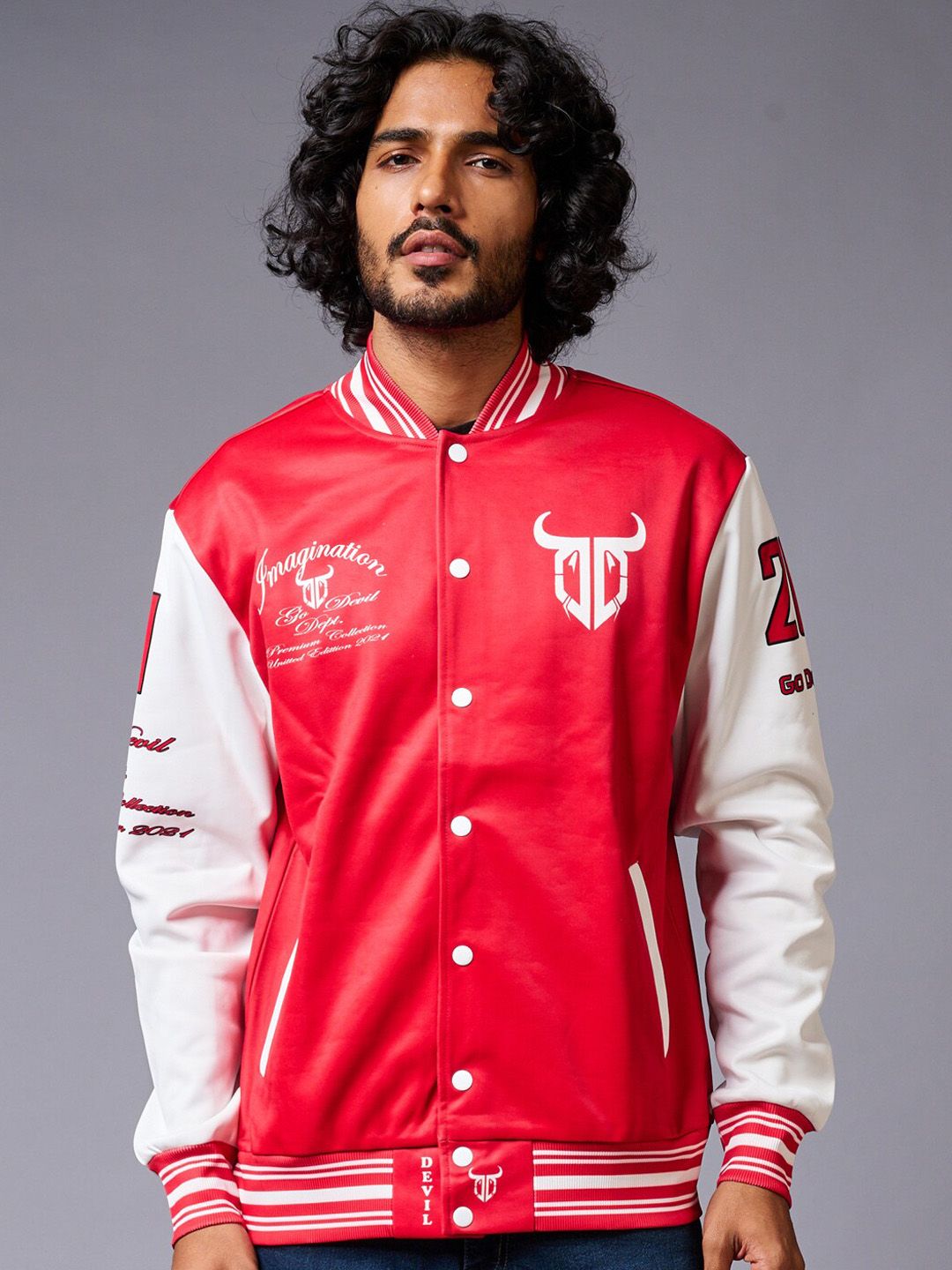 GO DEVIL Colourblocked Stand Collar Varsity Jacket - Price History