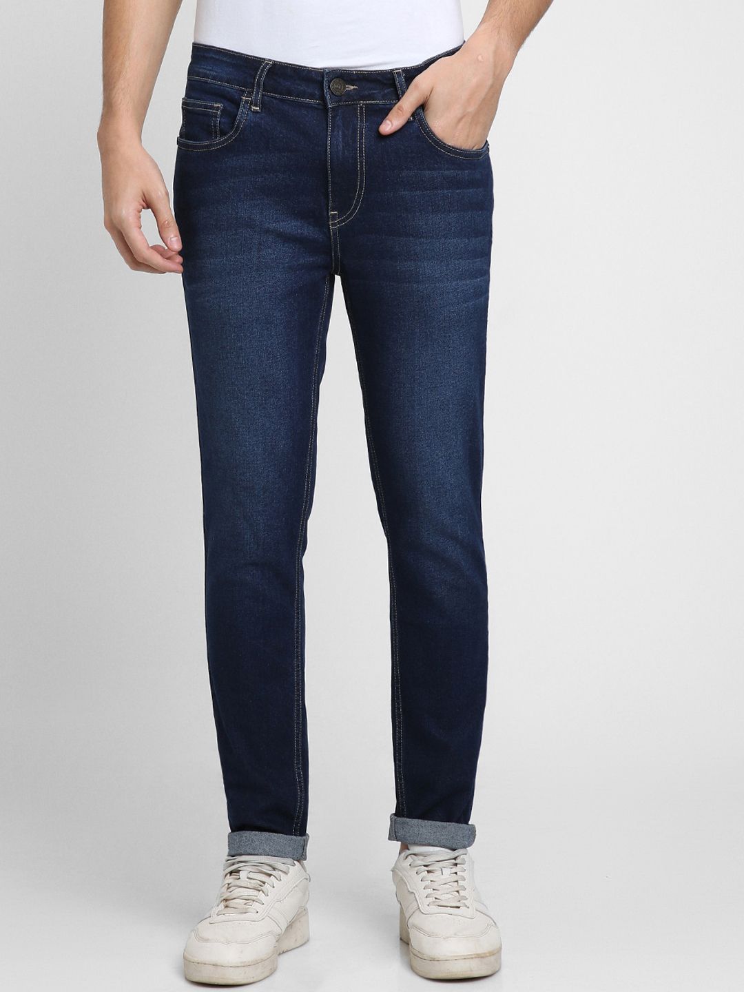 Dennis Lingo Men Slim Fit Light Fade Clean Look Acid Wash Stretchable ...