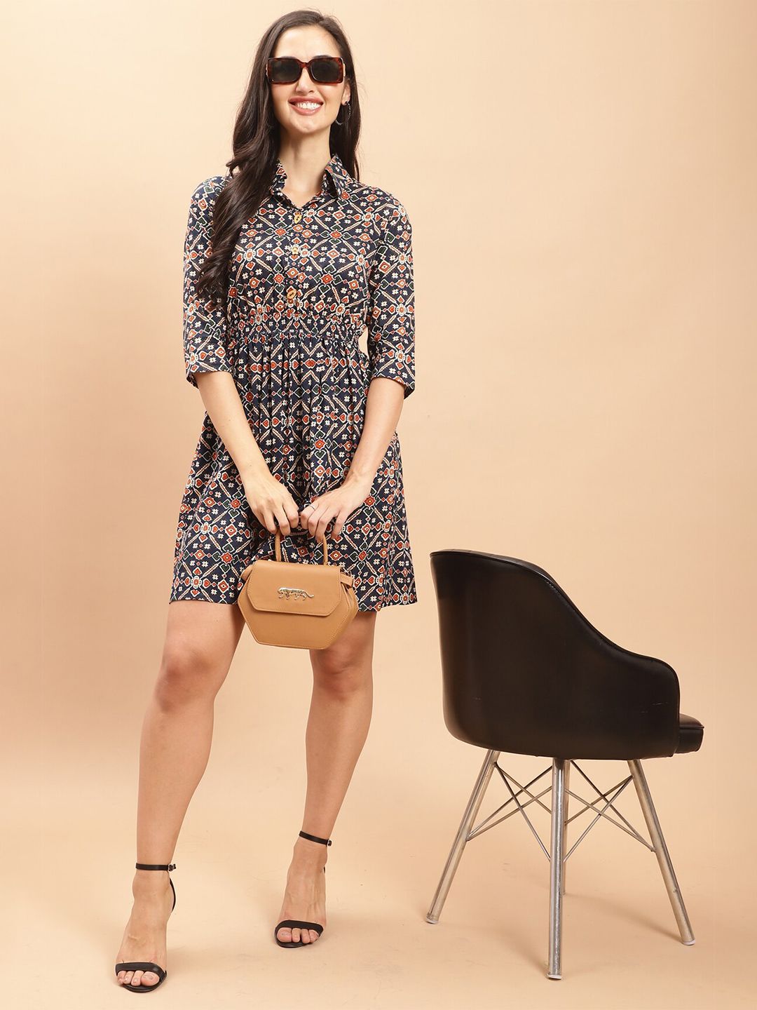 Buy Roly Poly Ethnic Motifs Printed Pure Cotton A Line Dress - Dresses ...