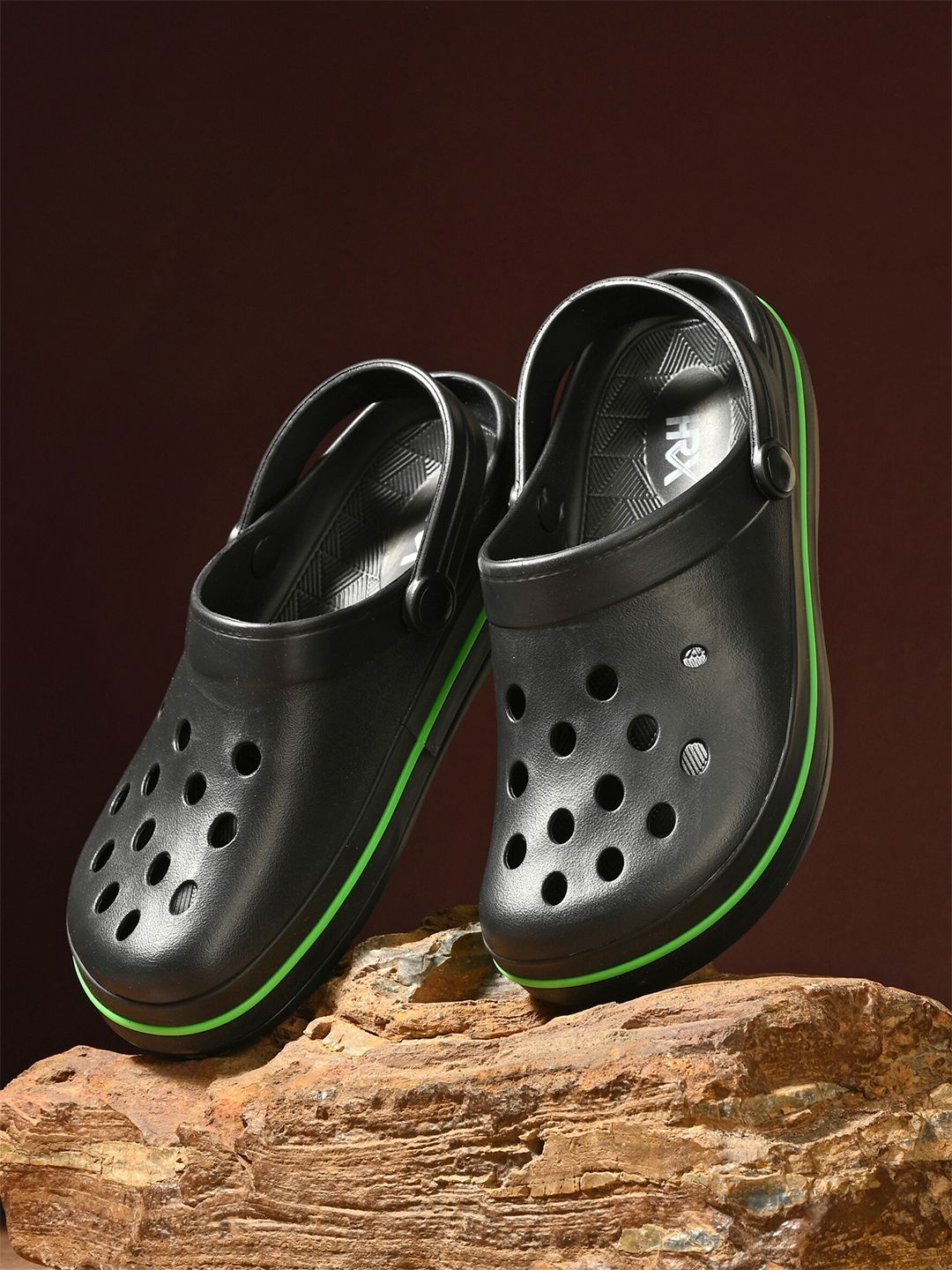 HRX by Hrithik Roshan Men Black & Green Rubber Clogs - Price History