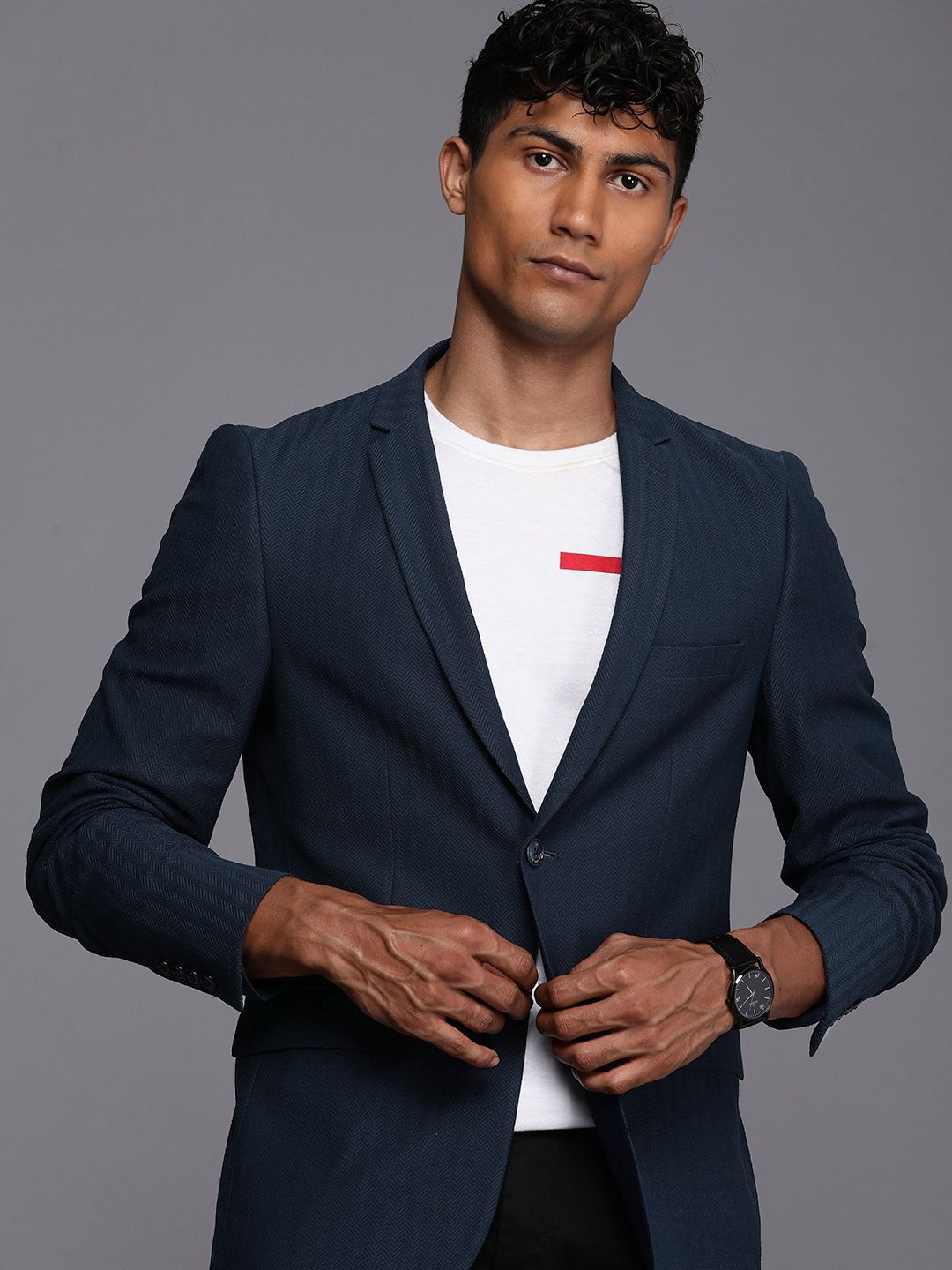 Louis Philippe Sport Men Pure Cotton Super Slim Fit Woven Design Blazer ...