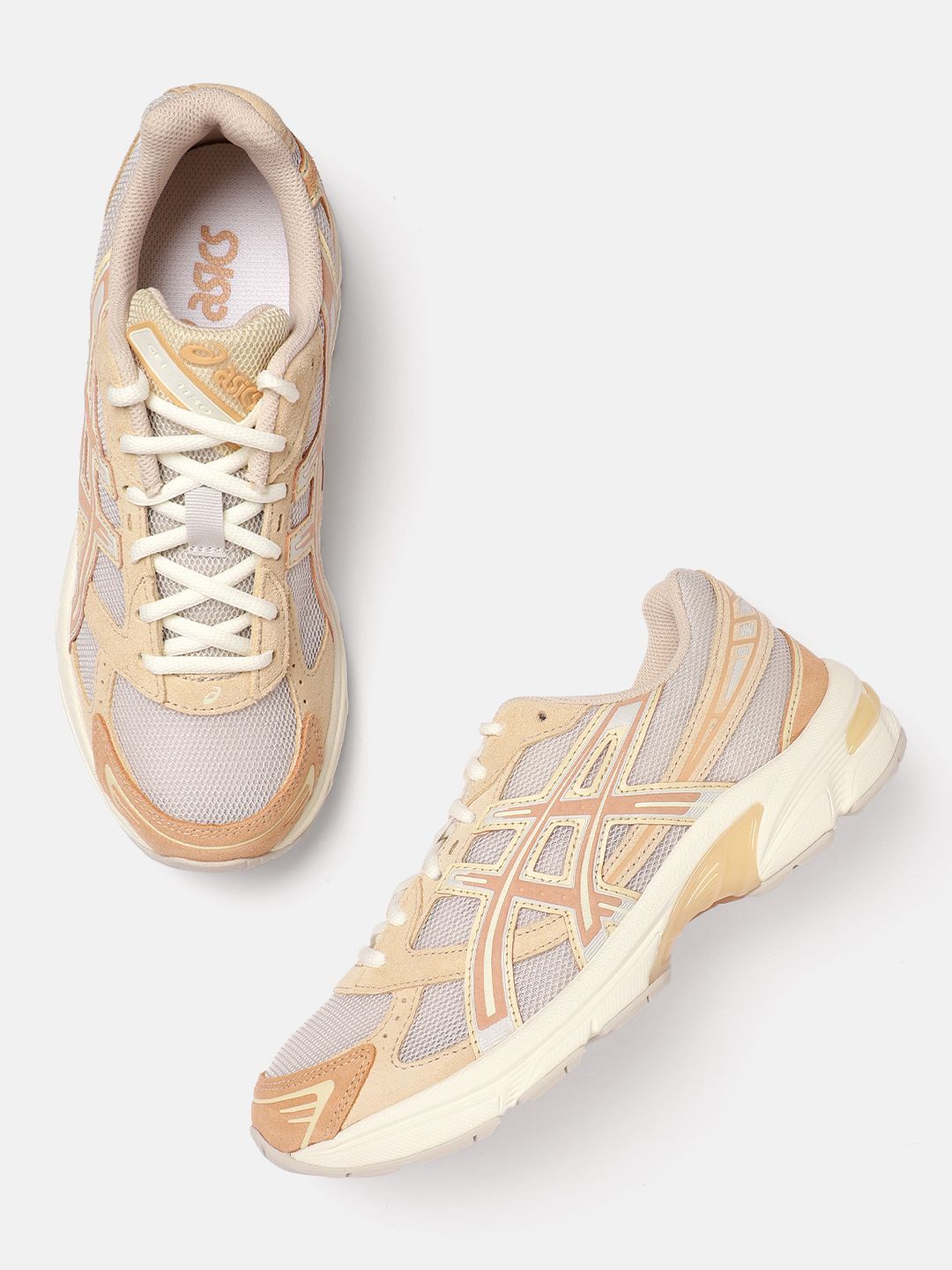 ASICS Men Woven Design Round-Toe GEL-1130 Walking Shoes with Brand Logo ...