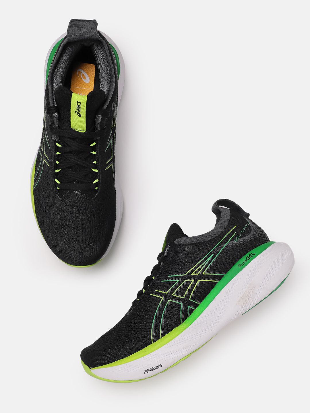 ASICS Men Woven Design Round-Toe Gel-Nimbus 25 Running Shoes with Brand ...