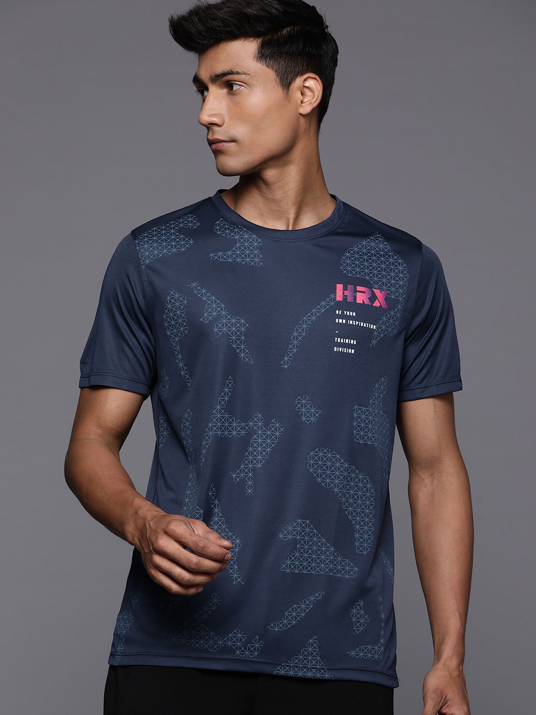 HRX by Hrithik Roshan Men Typography Printed Rapid-Dry Training T-shirt ...