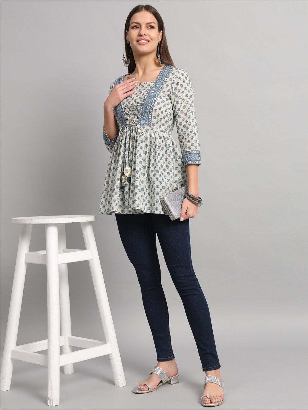 Buy KBZ Floral Printed Cotton Empire Longline Top - Tops for Women ...