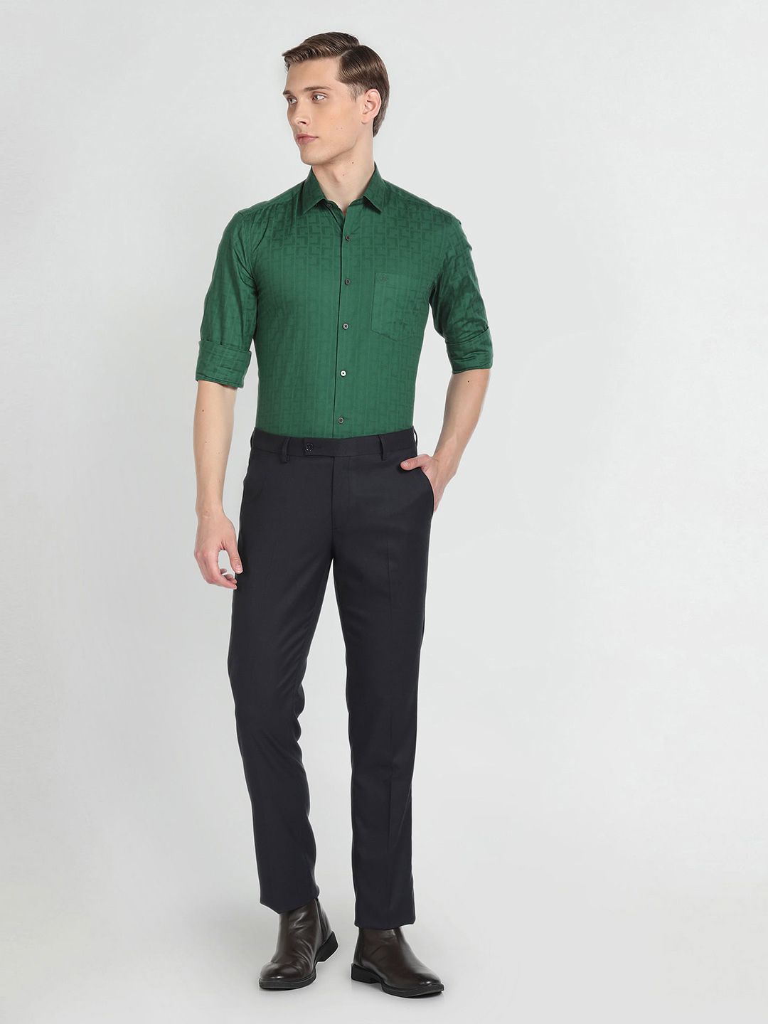 Buy Arrow Slim Fit Grid Tattersall Checks Opaque Checked Cotton Formal ...