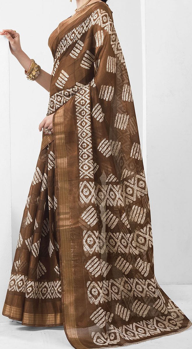 Buy KALINI Ethnic Motifs Printed Zari Bagh Saree - Sarees for Women ...