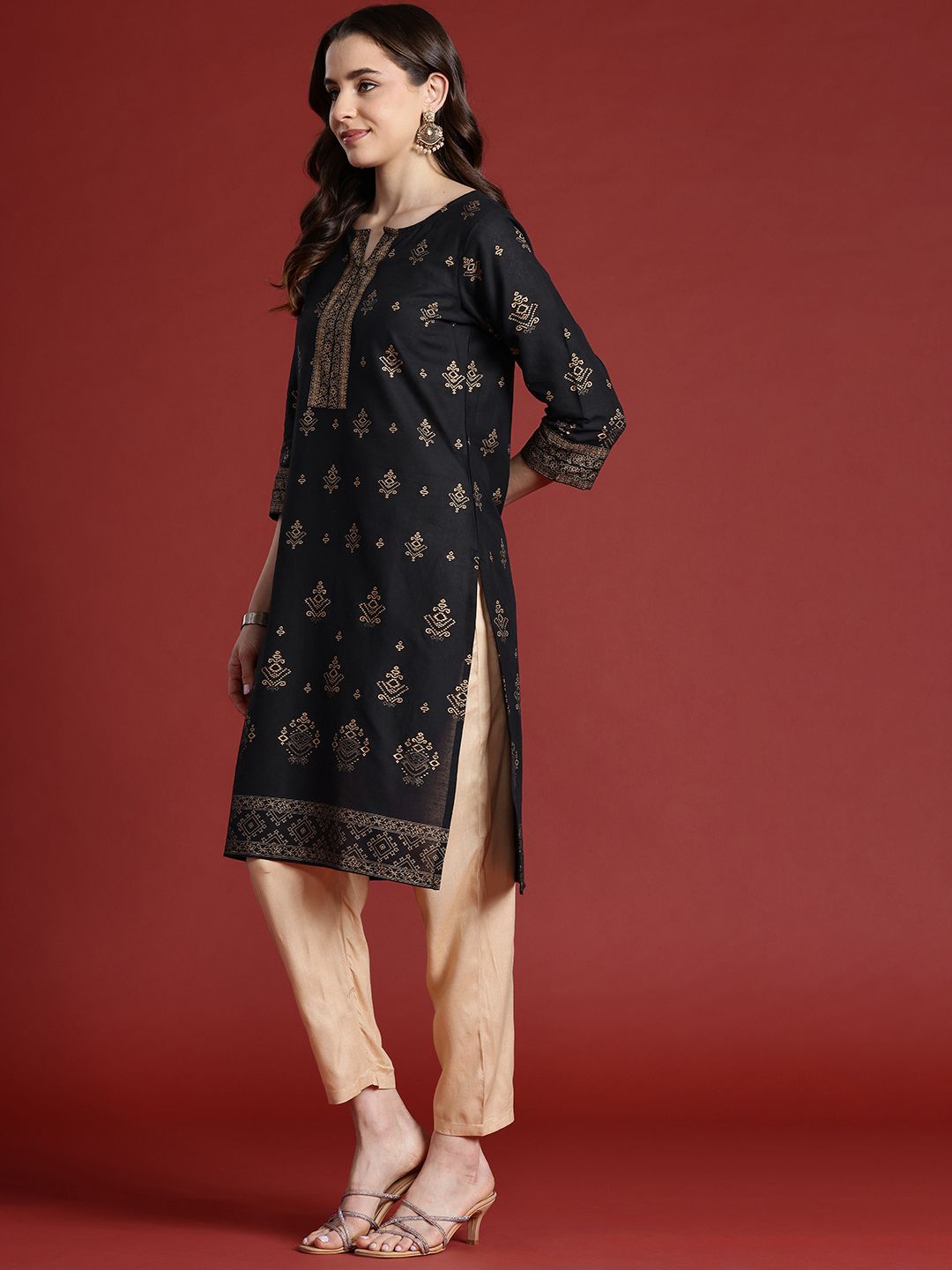 Buy Anouk Women Ethnic Motifs Printed Regular Pure Cotton Kurta With ...