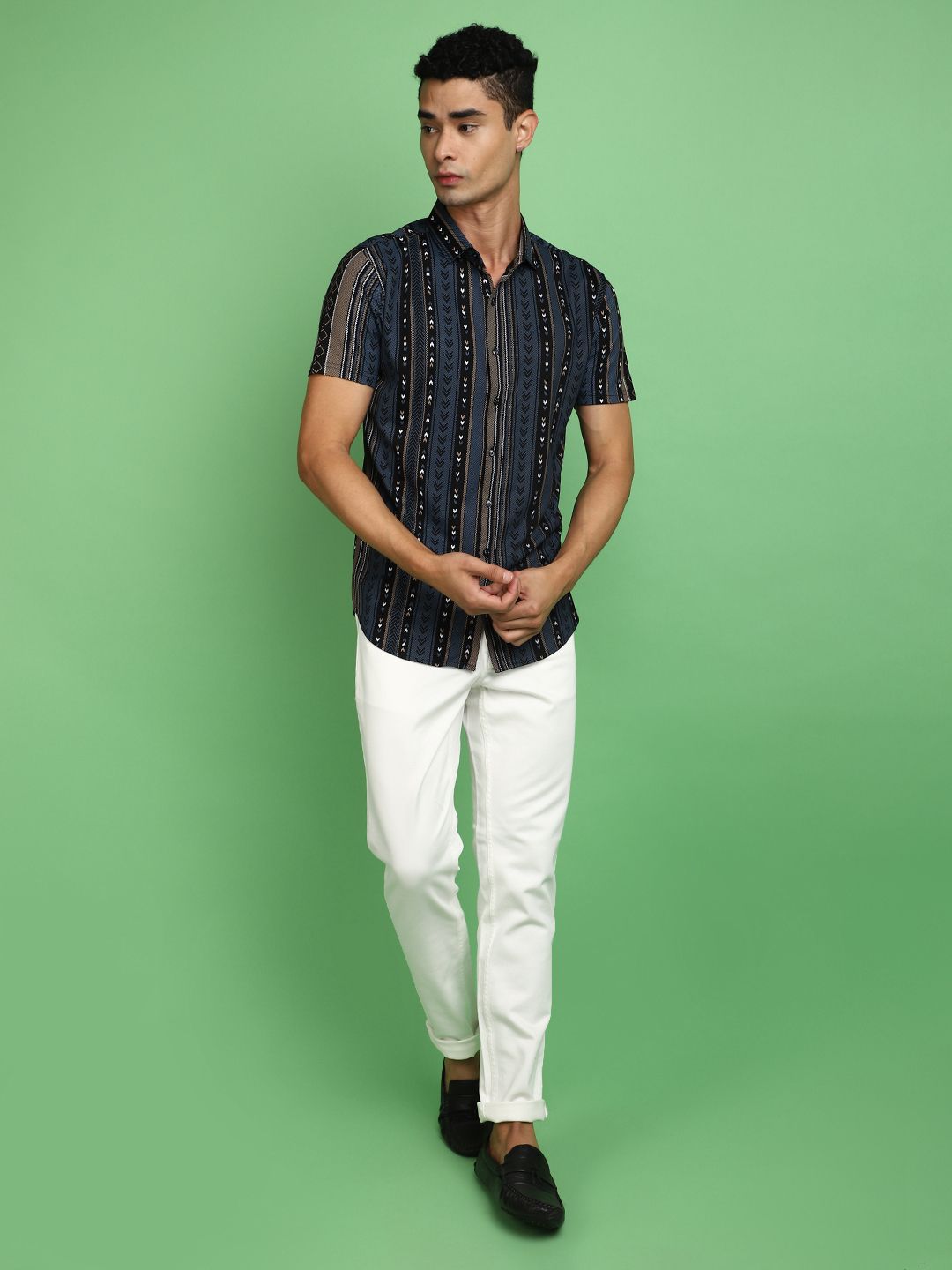 Buy V Mart Geometric Printed Polo Collar Cotton T Shirt - Tshirts for ...