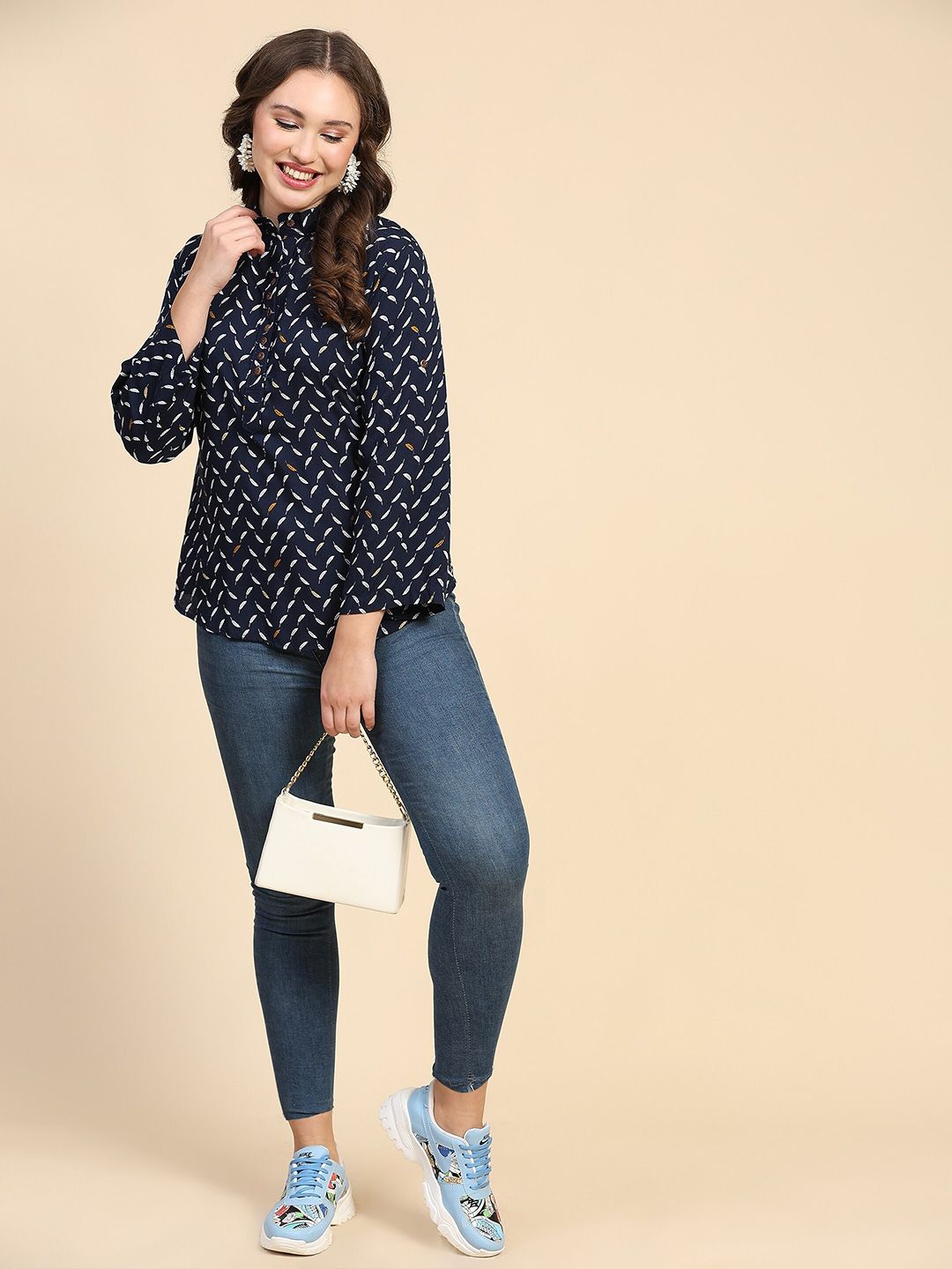 Buy BAESD Floral Printed Mandarin Collar Cotton Top - Tops for Women ...