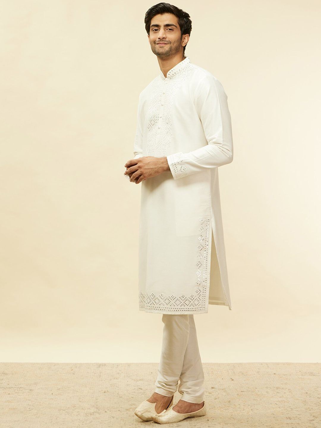 Buy Twamev Embroidered Regular Mirror Work Kurta With Churidar - Kurta ...