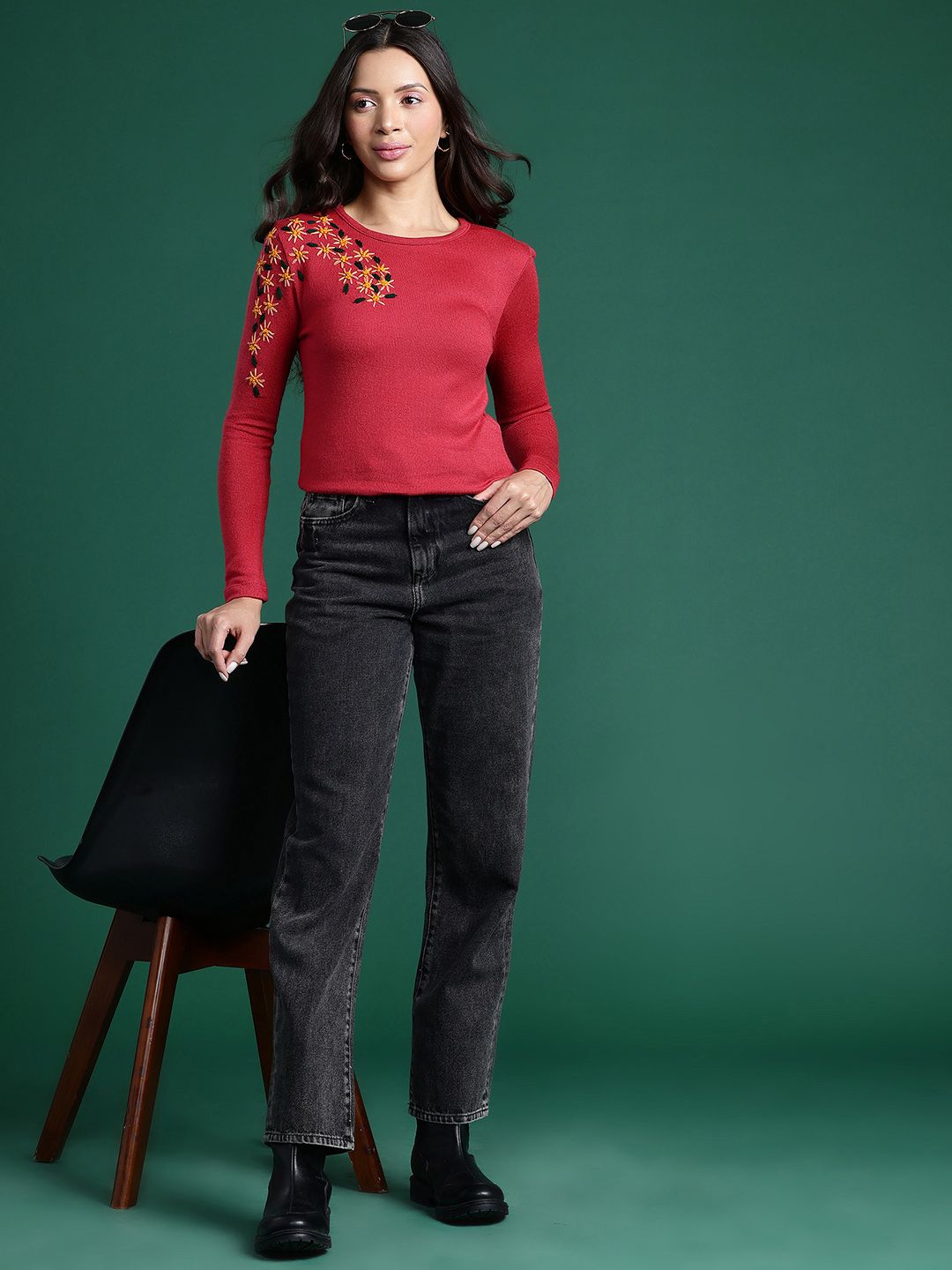 Buy DressBerry Embroidered Floral Acrylic Pullover - Sweaters for Women ...