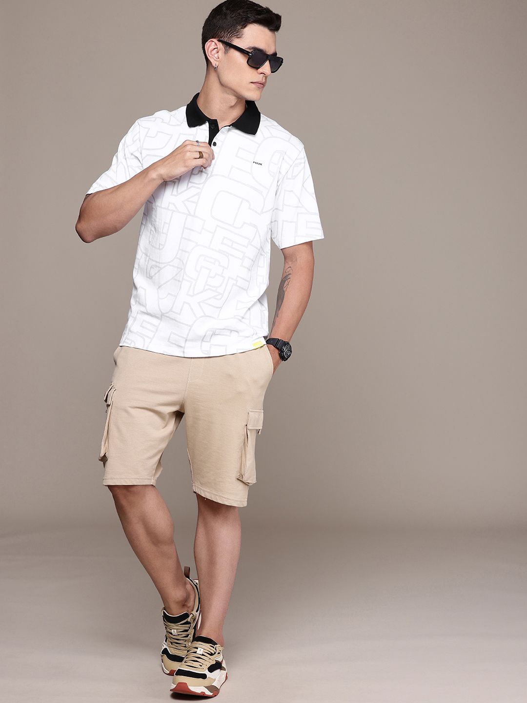 Buy FCUK Brand Logo Printed Polo Collar Pure Cotton T Shirt - Tshirts ...