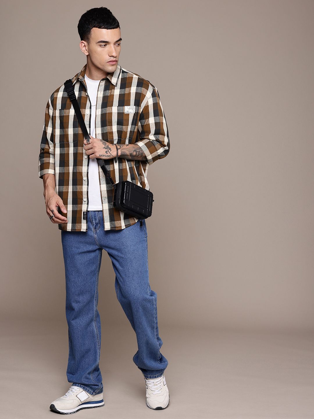 Buy The Roadster Life Co. Pure Cotton Checked Drop Shoulder Relaxed Fit Casual Shirt - Shirts ...