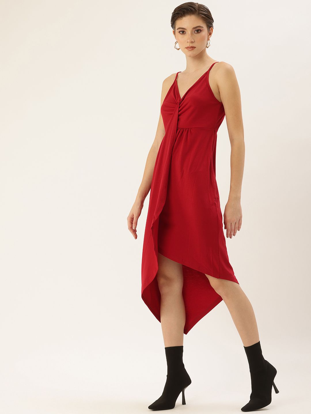 Buy Bebe Shoulder Straps Gathered Detail A Line Midi Dress - Dresses ...