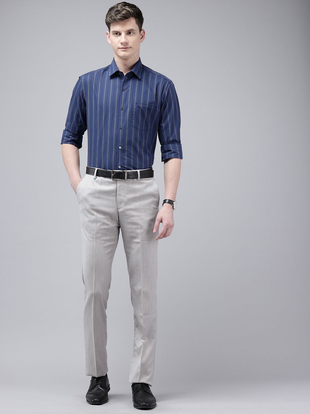 Buy Arrow Men Original Tailored Fit Self Design Textured Formal ...