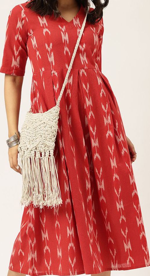 Buy SPARSA Ethnic Motifs Print Pure Cotton A Line Midi Dress - Dresses ...