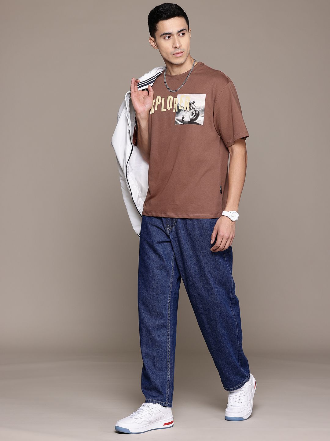 Buy The Roadster Lifestyle Co. Typography Print Drop Shoulder Sleeves ...