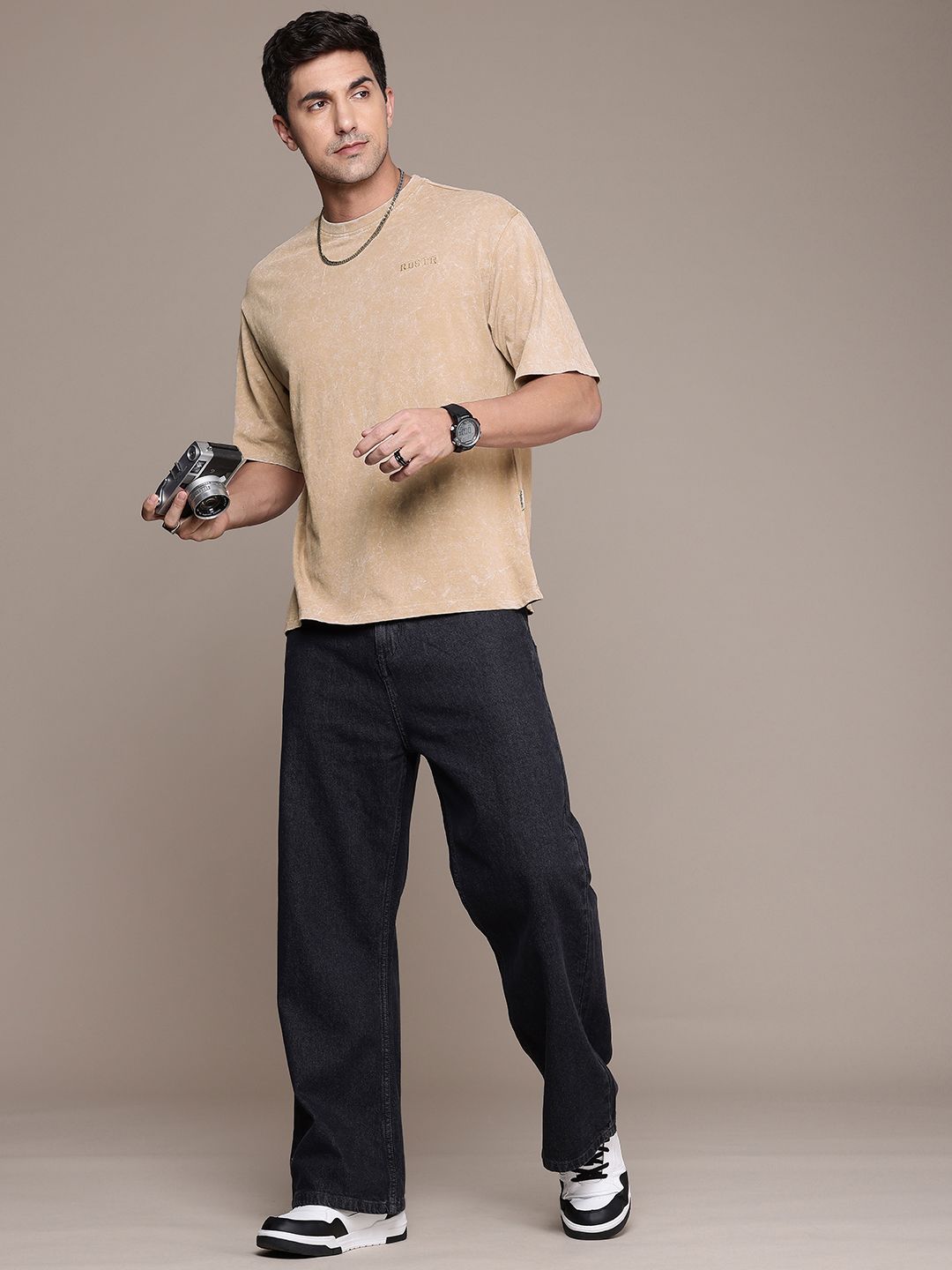Buy The Roadster Life Co. Pure Cotton Washed Drop Shoulder Sleeves ...
