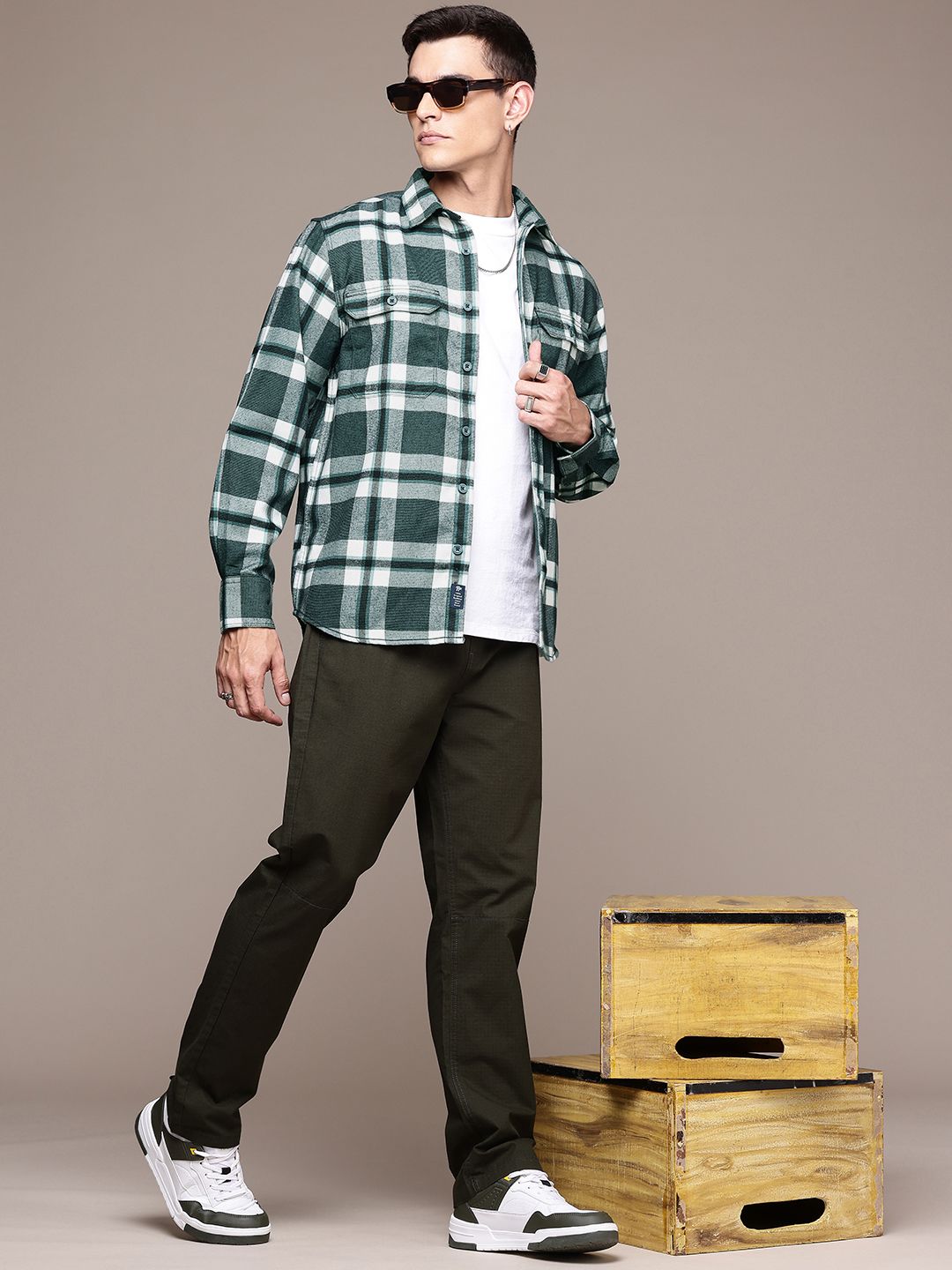 Buy The Roadster Life Co. Opaque Checked Relaxed Fit Casual Shacket ...