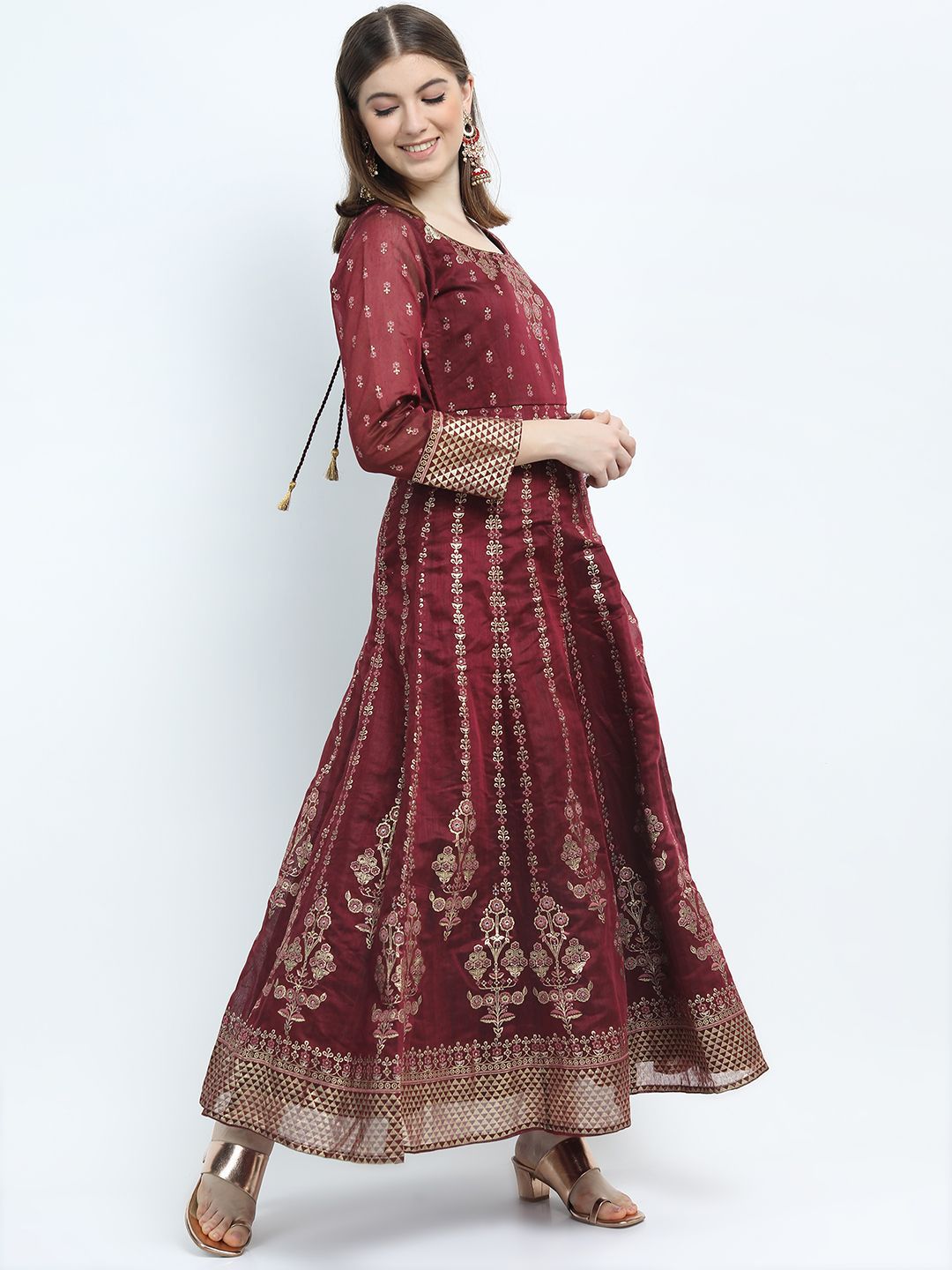 Buy Vishudh Ethnic Motifs Printed A Line Maxi Dress - Dresses for Women ...