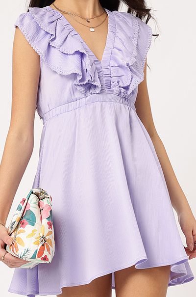 Buy DressBerry Ruffled Lace Insert Mini Dress - Dresses for Women ...