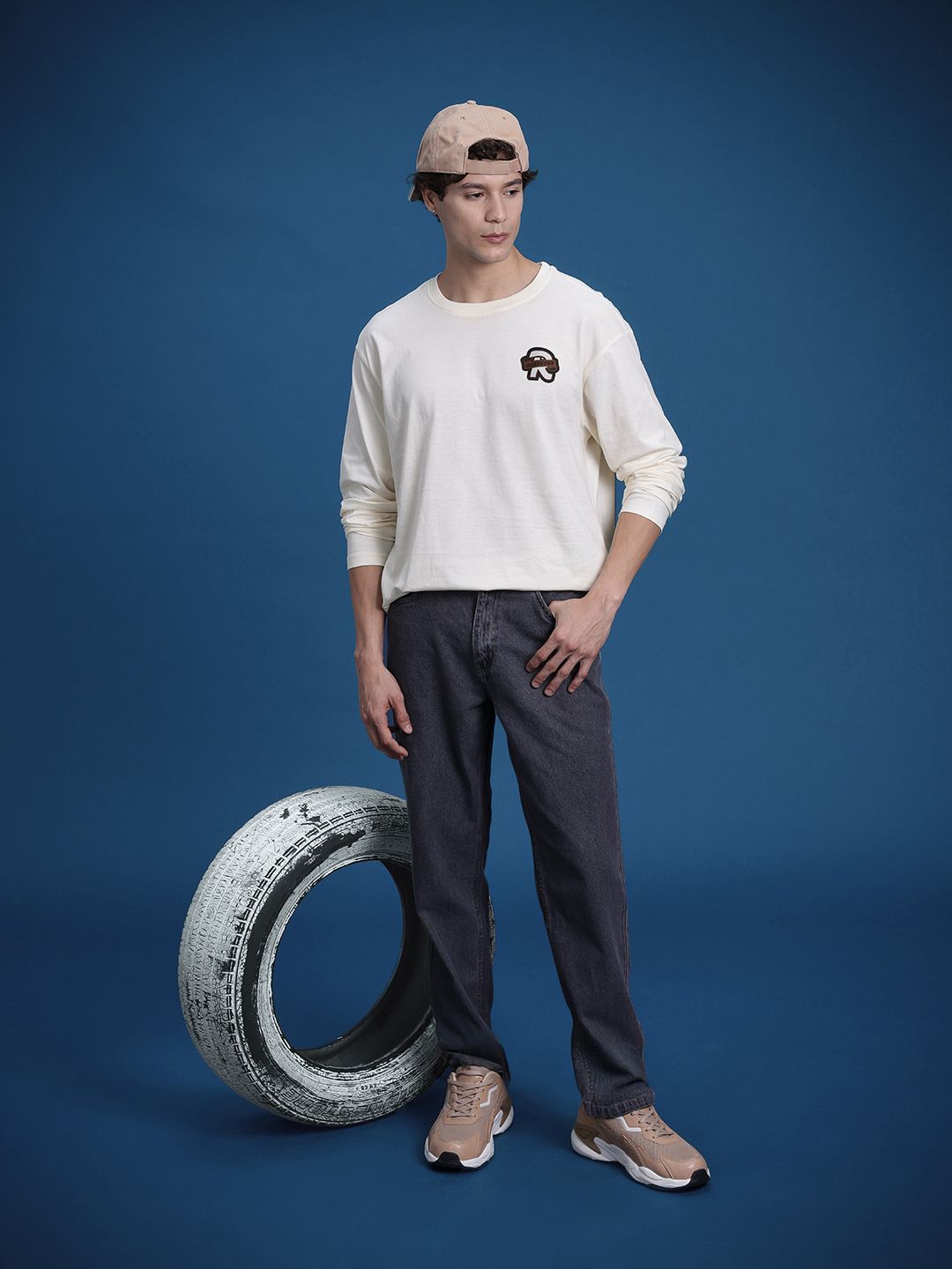 Buy The Roadster Life Co. Brand Logo Detailed Drop Shoulder Sleeves ...