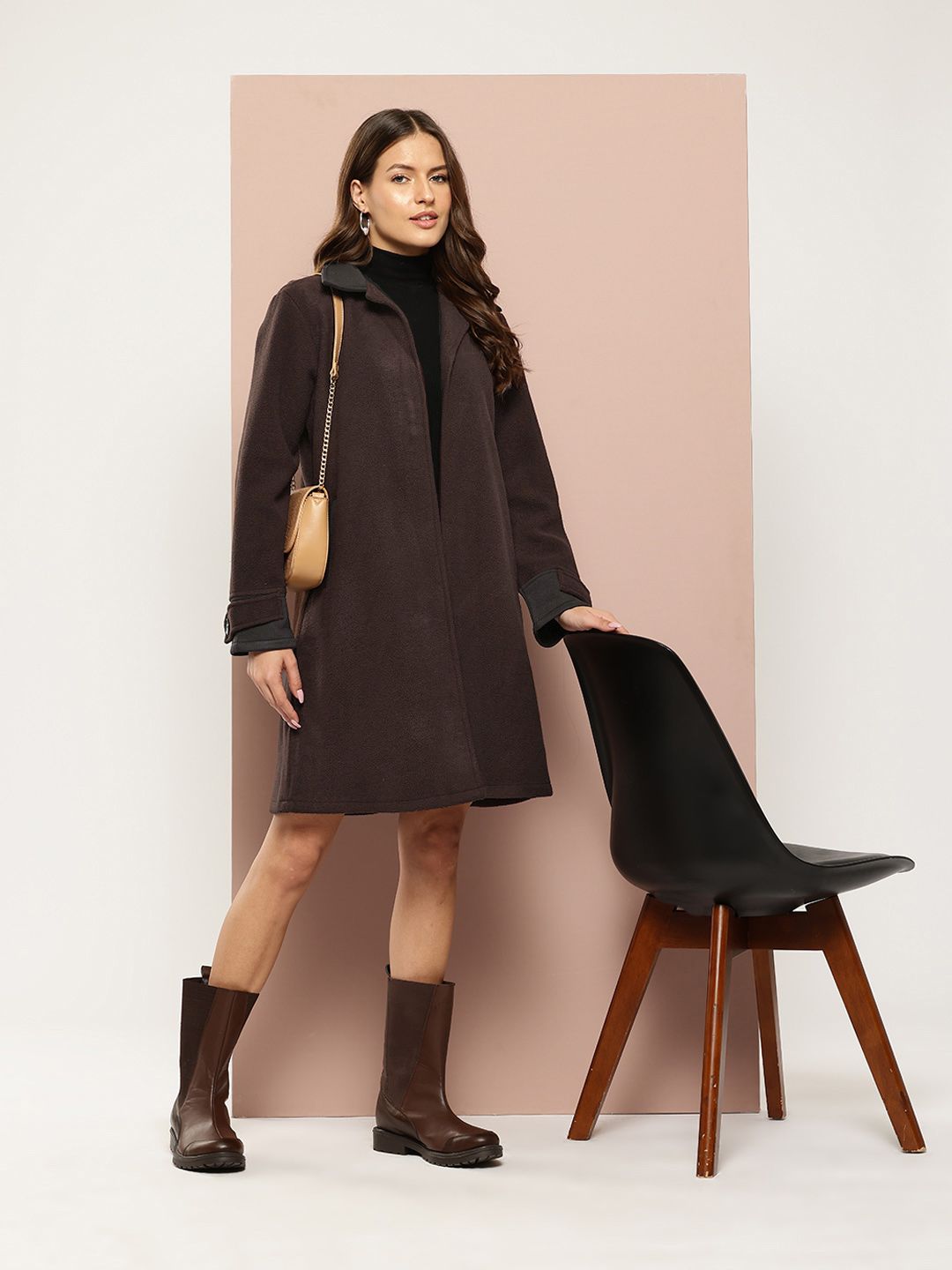 Buy Qurvii Front Open Pea Coat - Coats for Women 31261752 | Myntra