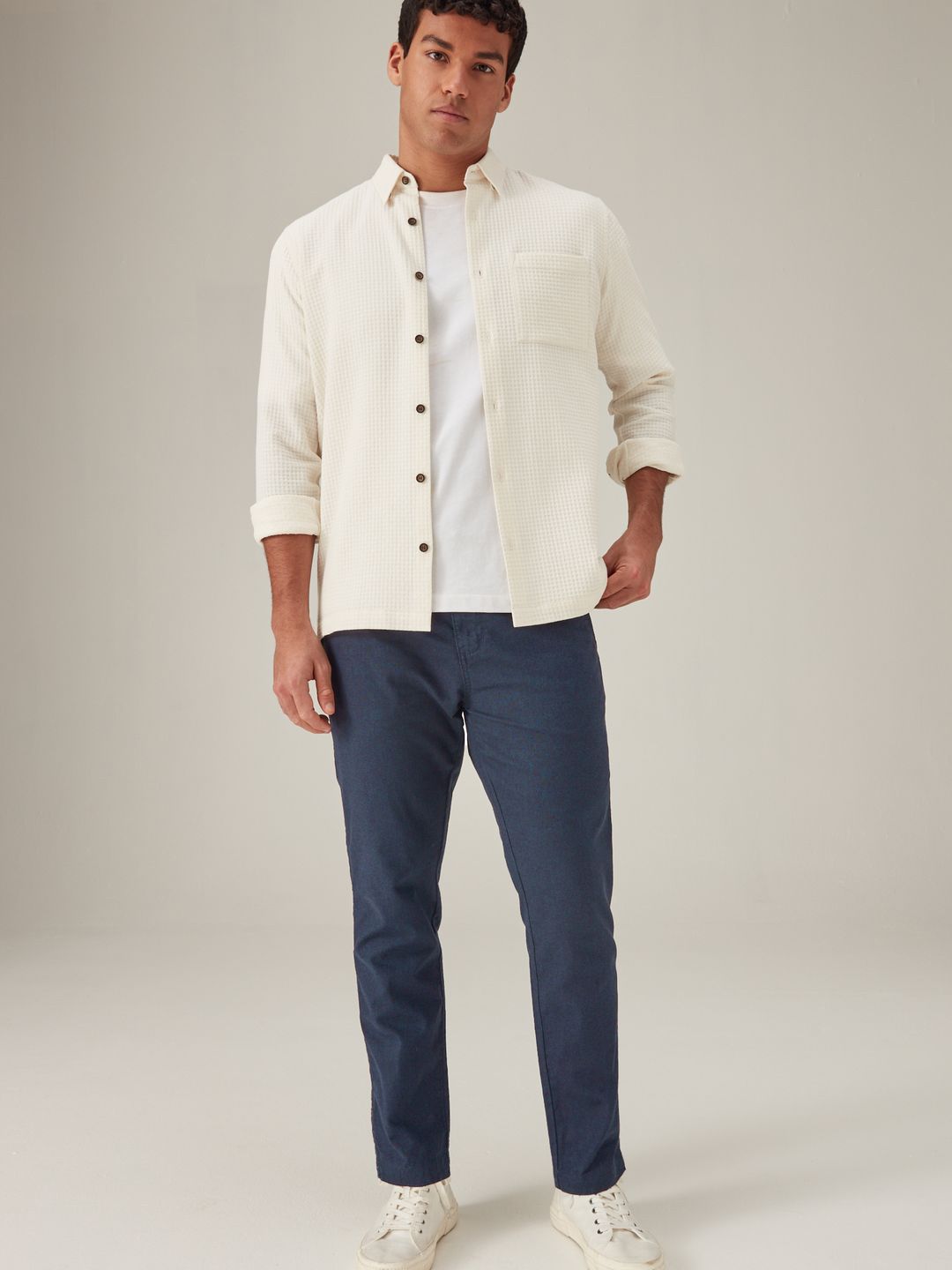 Buy NEXT Men Linen Cotton Slim Fit Trousers - Trousers for Men 31300901 ...