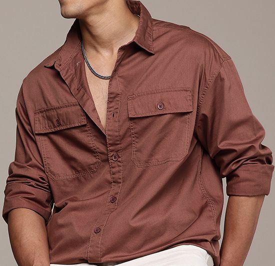 Buy WROGN Self Design Textured Oversized Casual Shirt - Shirts for Men ...