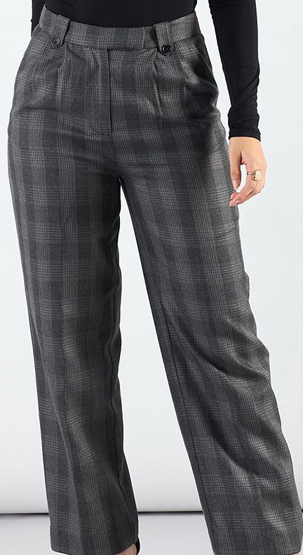Buy PowerSutra Women Checked Straight Fit High Rise Wrinkle Free ...