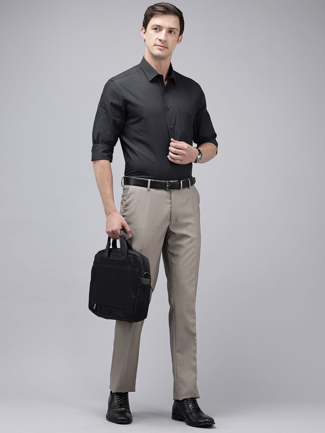 Buy Arrow Men Self Design Textured Hudson Tailored Tapered Fit Formal ...