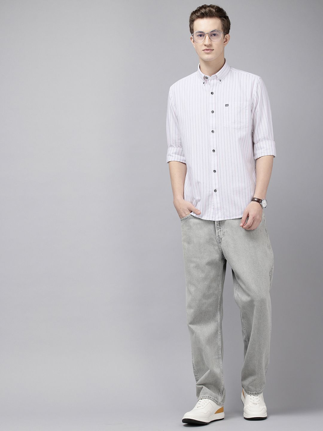 Buy Arrow Manhattan Slim Fit Striped Pure Cotton Casual Shirt - Shirts ...