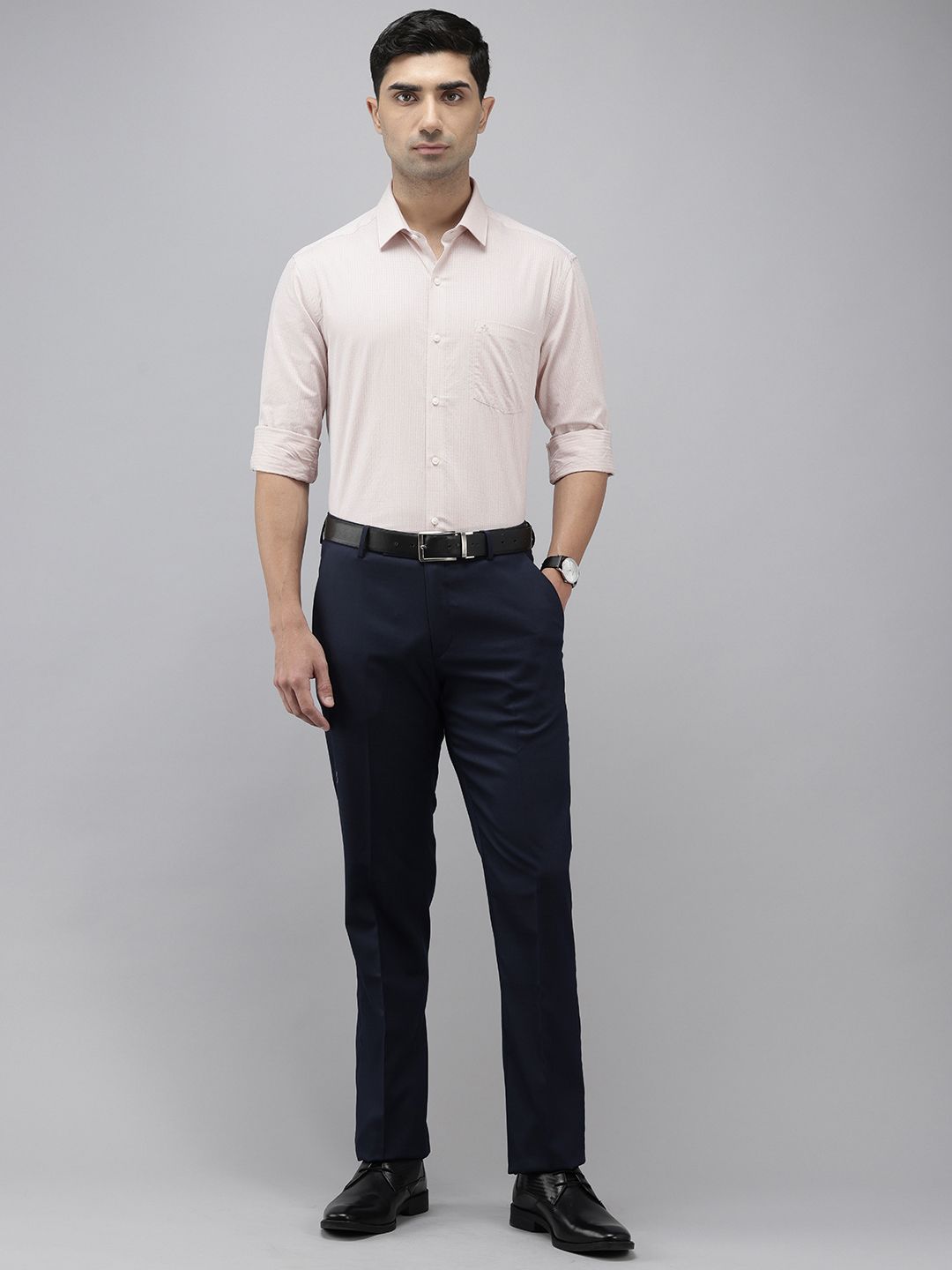 Buy Arrow Pure Cotton Self Design Manhattan Slim Fit Textured Formal ...