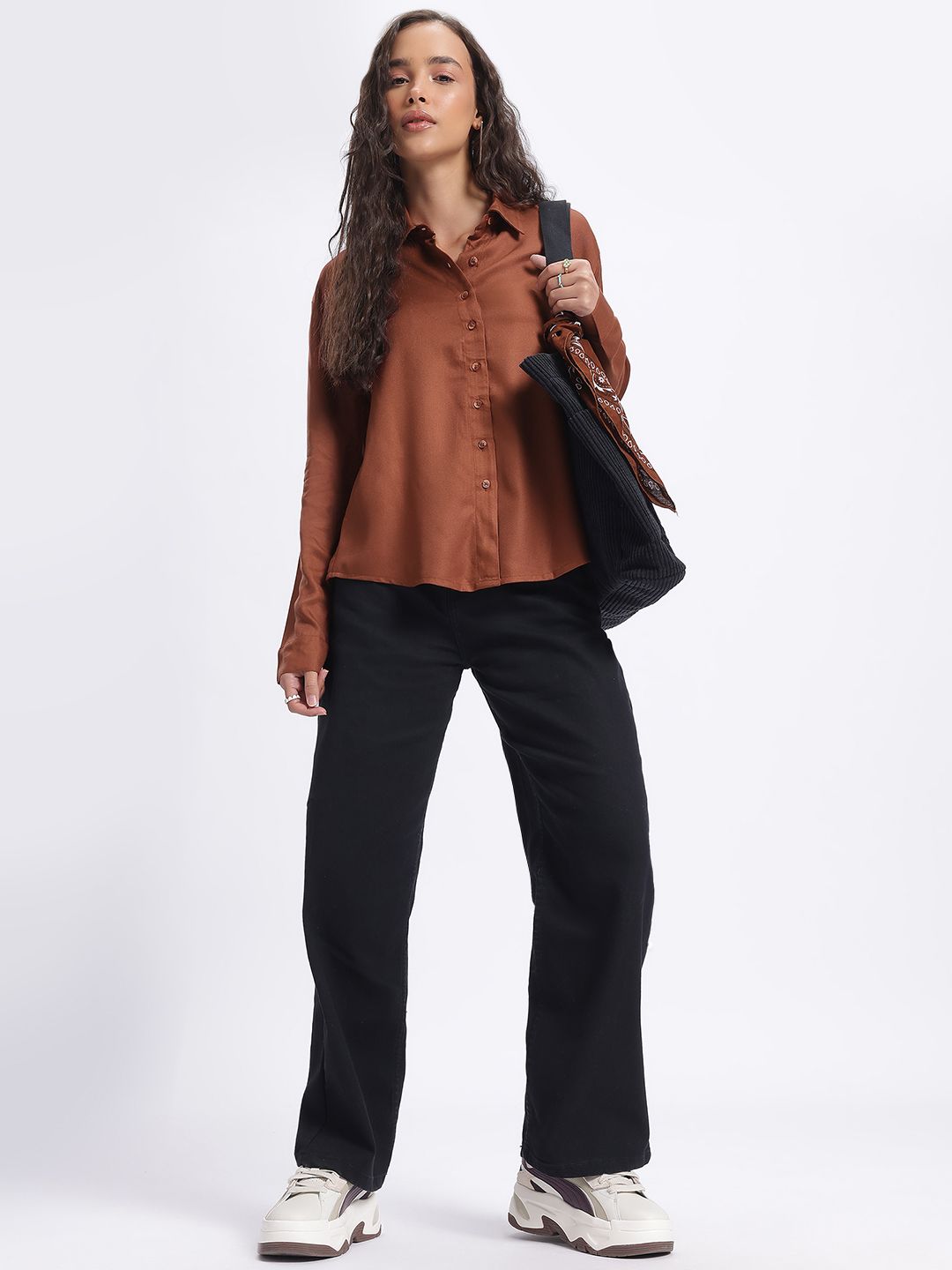 Buy Glitchez Slit Detail Relaxed Fit Shirt Style Top - Tops for Women ...