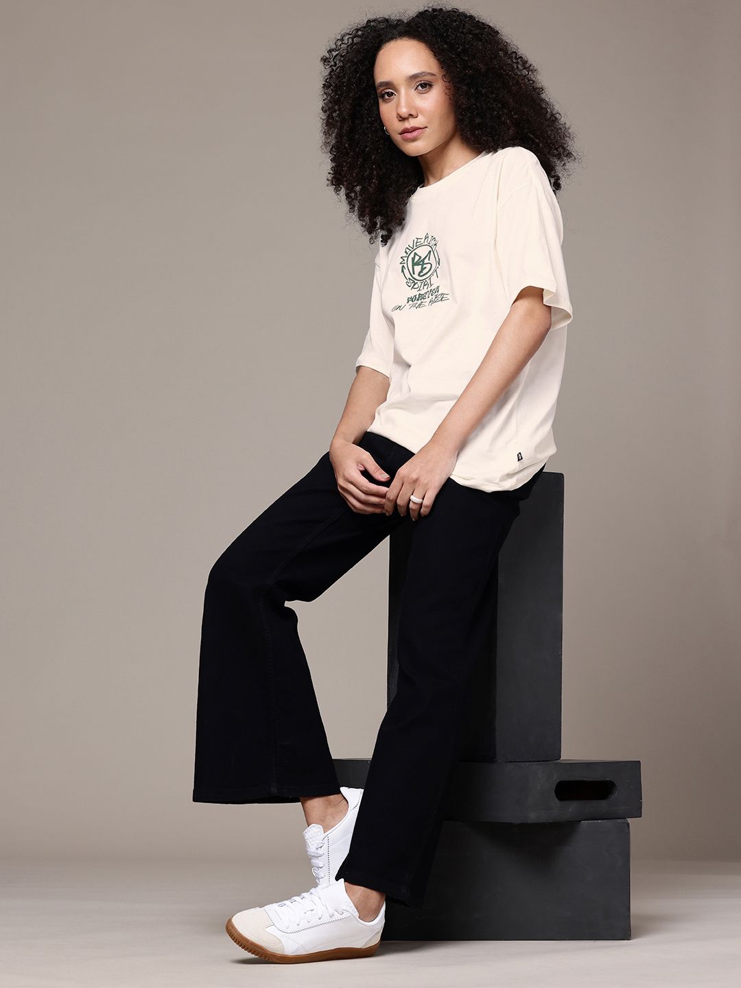 Buy The Roadster Life Co. Printed Drop Shoulder Sleeves Oversized Pure ...
