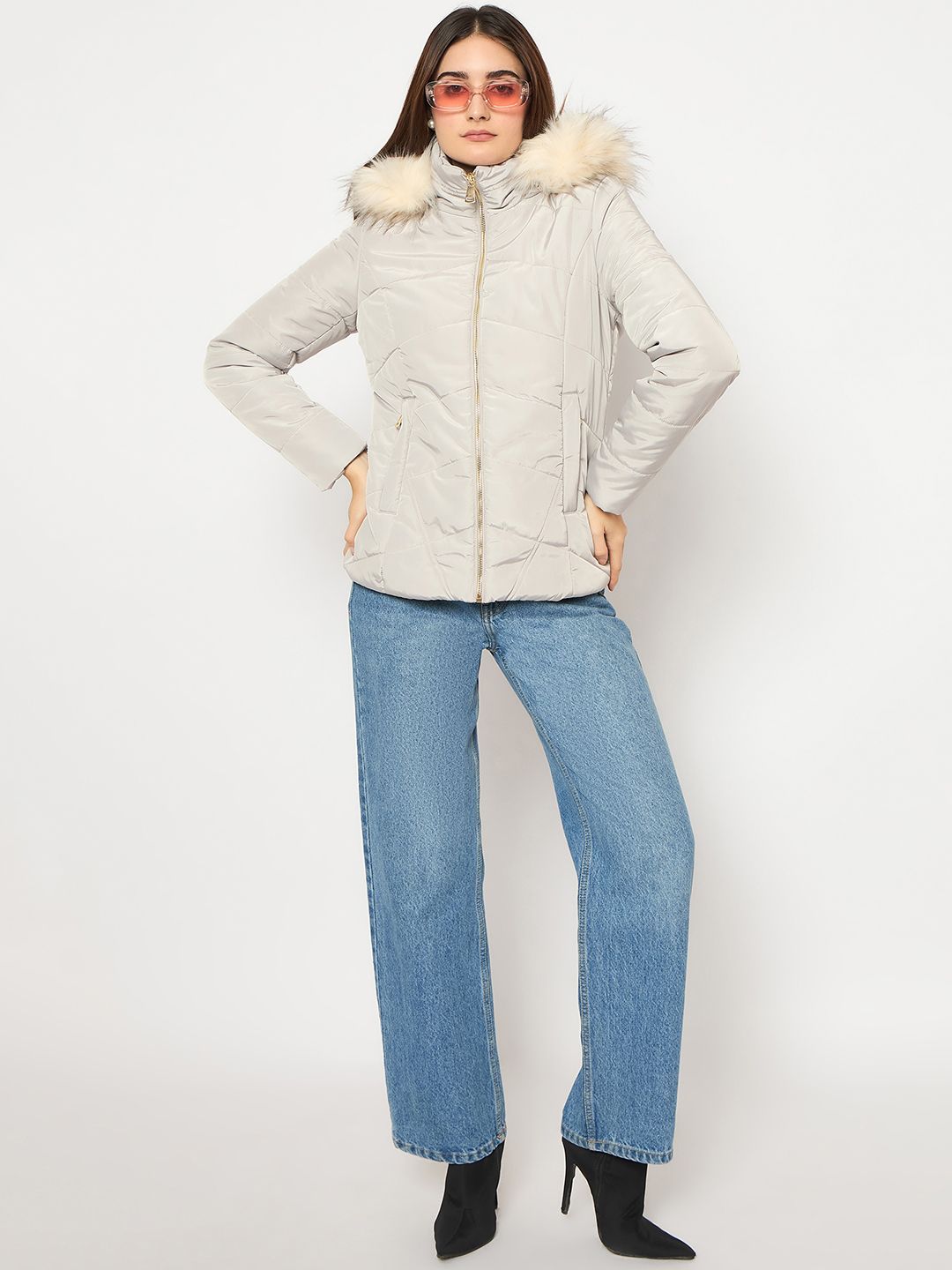 Buy Madame Women Quilted Polyester Parka Jacket - Jackets for Women ...