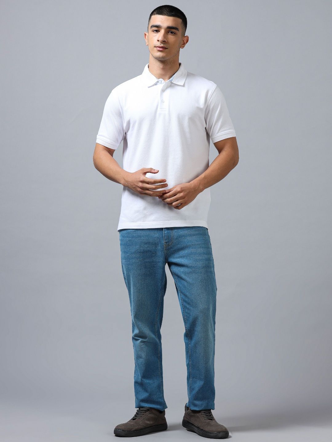 Buy THINC Men Solid Polo Collar Cotton T Shirt - Tshirts for Men ...