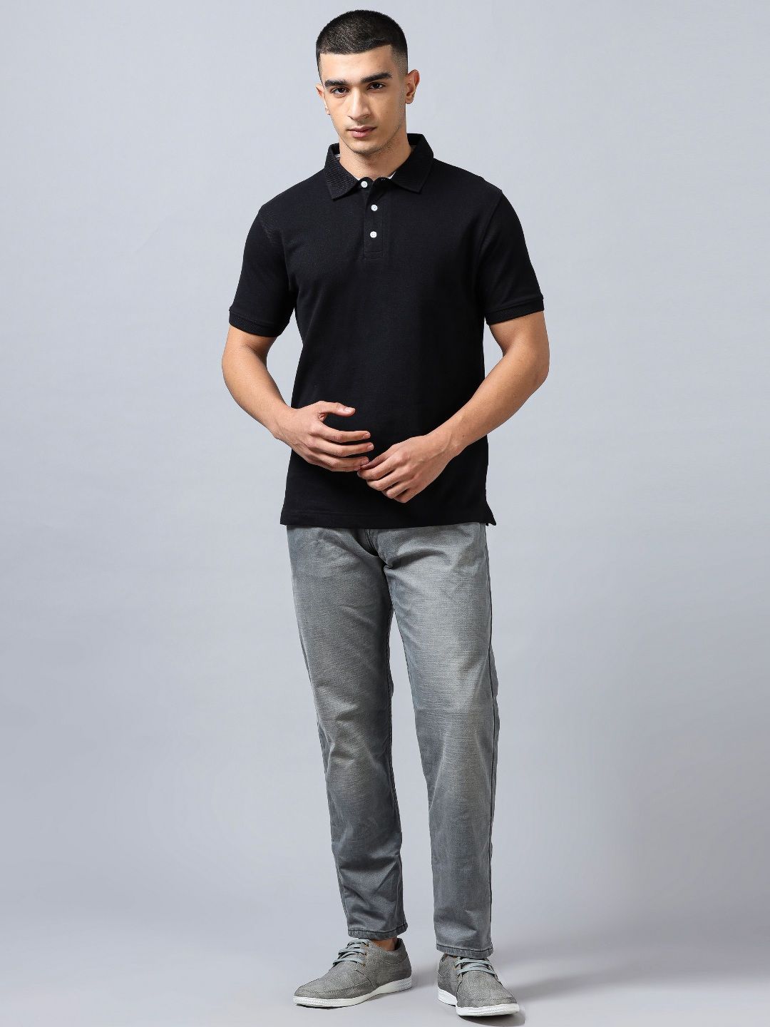 Buy THINC Men Solid Polo Collar Cotton T Shirt - Tshirts for Men ...