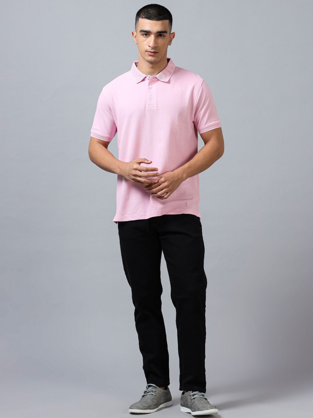 Buy THINC Men Solid Polo Collar Slim Fit Cotton T Shirt - Tshirts for ...