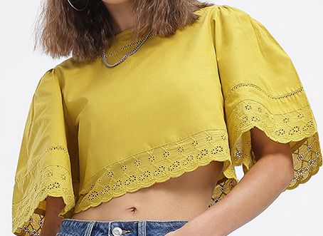 Buy Glitchez Solid Lace Inserts Round Neck Crop Top - Tops for Women ...