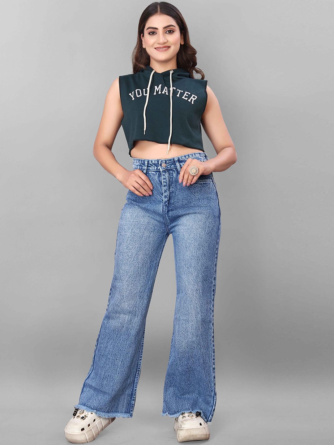 Buy KATECLO Women Comfort High Rise Heavy Fade Jeans - Jeans for Women ...