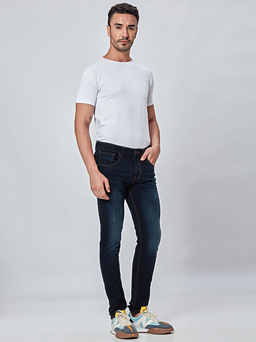 Buy THINC Men Slim Fit Mid Rise Low Distress Light Fade Jeans - Jeans ...