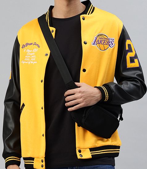 Buy NBA Colourblocked LeBron James Los Angeles Lakers Varsity Jacket ...