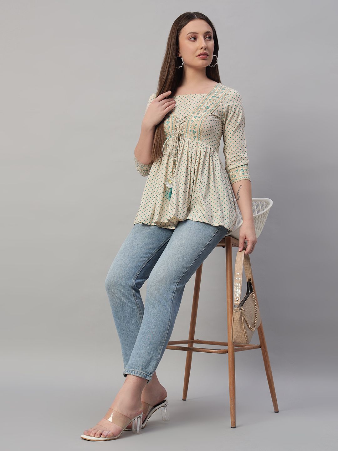 Buy KBZ Ethnic Motifs Printed Cotton A Line Top - Tops for Women ...