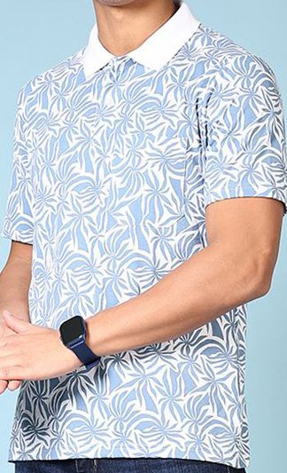 Buy V Mart Men Floral Printed Polo Collar Cotton T Shirt - Tshirts for ...